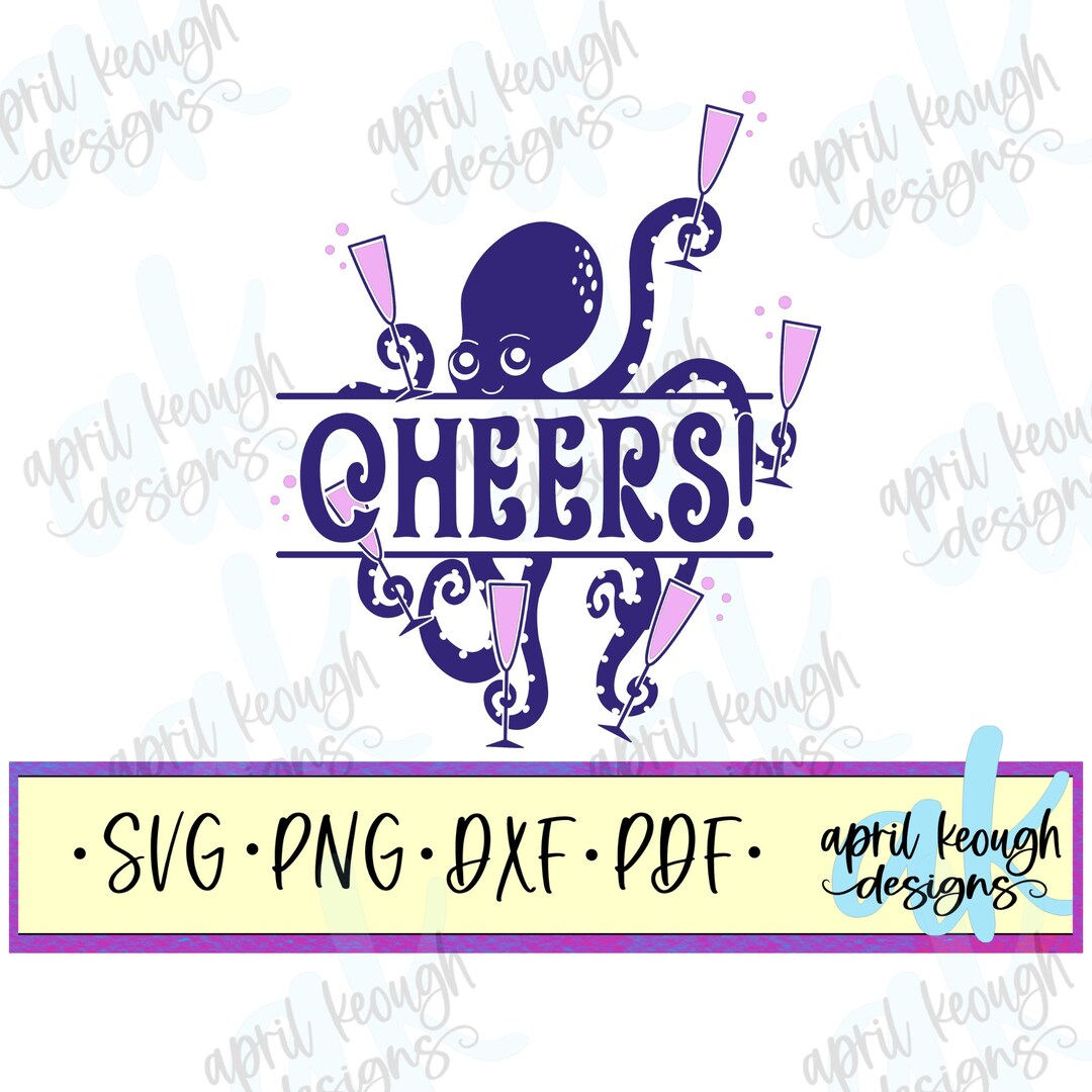 Octopus Cheers Svg Png/ Drinking Octopus Svg Png/ Holiday Octopus Cut ...