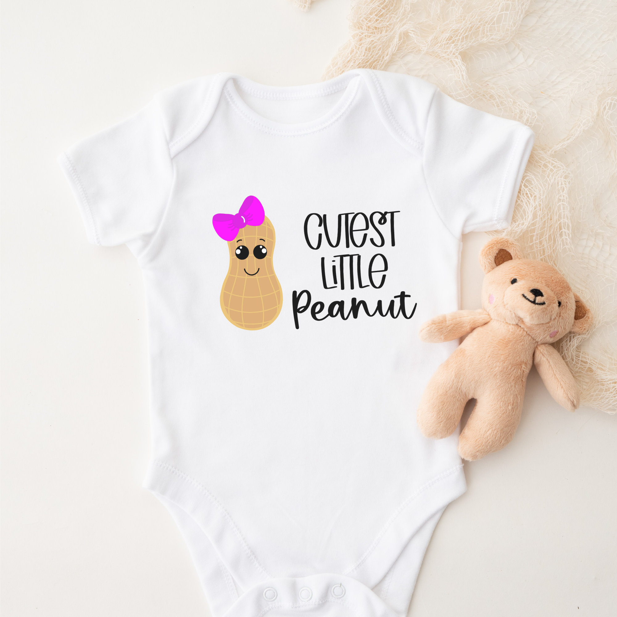 Cutest Little Peanut Svg/ Little Girl Peanut Svg/ Cute Baby Onesie Svg ...