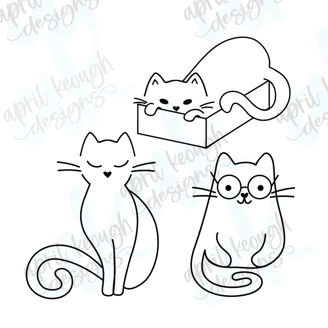 Line Art Cat Svg Bundle/ Cute Cats Svg Bundle/ Cricut Silhouette Svg ...