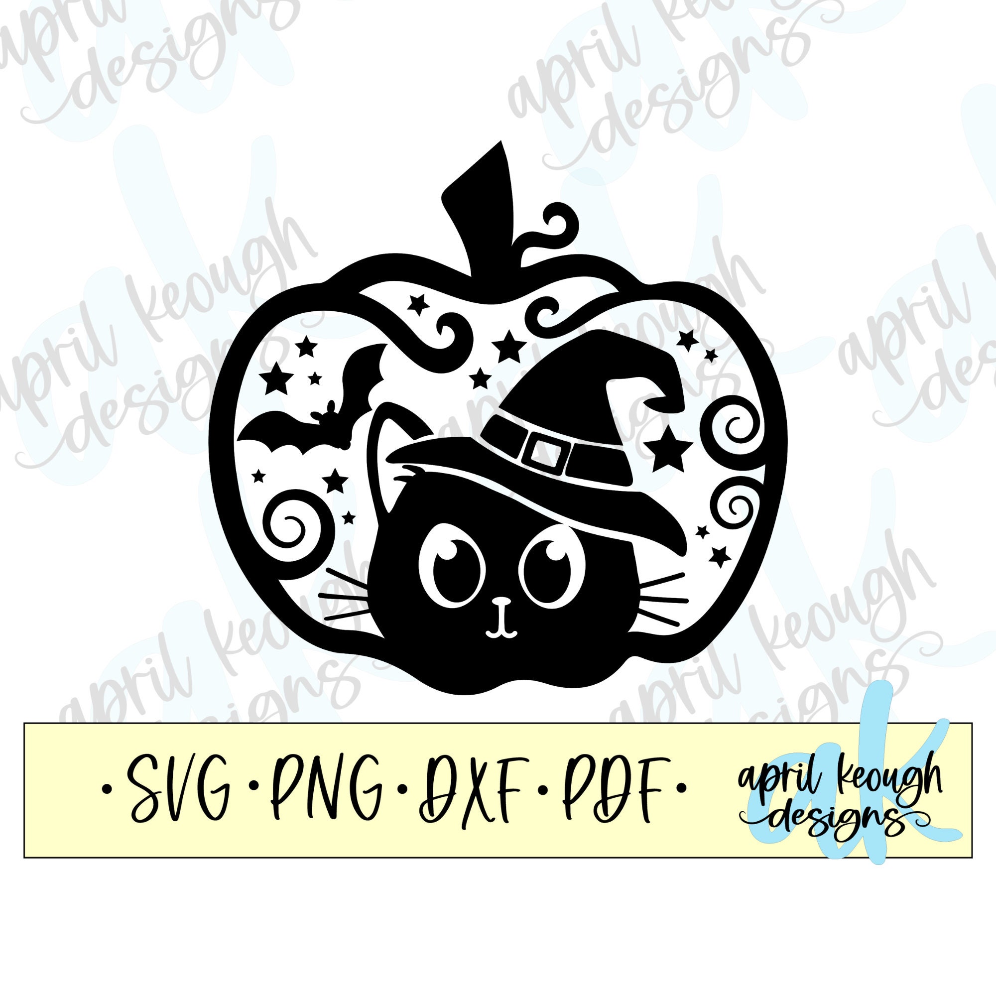 Halloween Pumpkin Cat Silhouette Svg Png/ Halloween Witch Cat - Etsy
