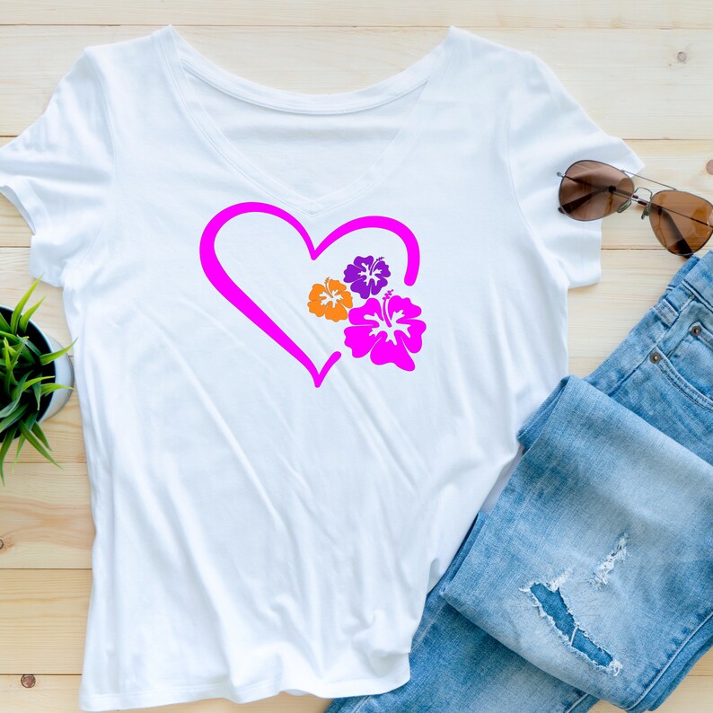 Hibiscus Heart Svg/ Hibiscus Flowers Svg/ Hawaiian Flowers Svg ...