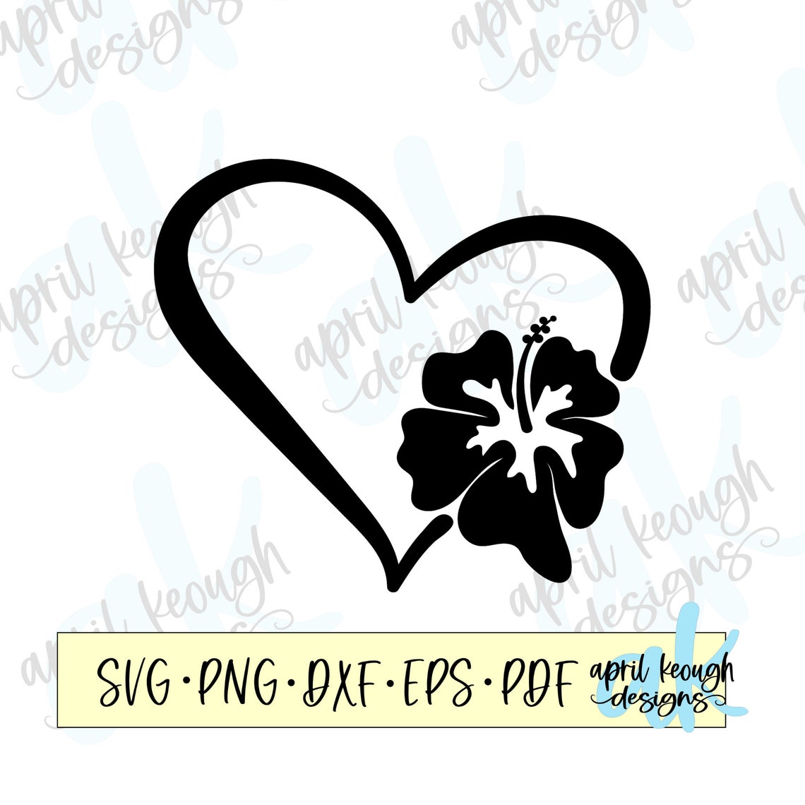 Hibiscus Heart Svg/ Hibiscus Svg/ Heart Flower Svg/ Heart Flower Cut ...