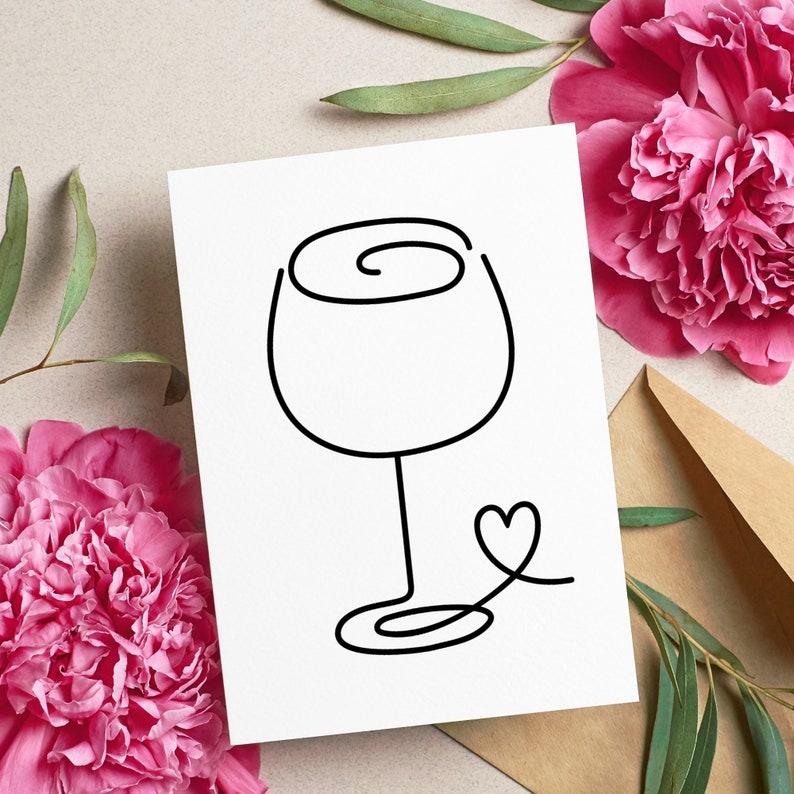 Wine Glass Line Art Svg Wine Glass Clip Art Wine Glass With Heart Svg Cute Wine Glass Cut