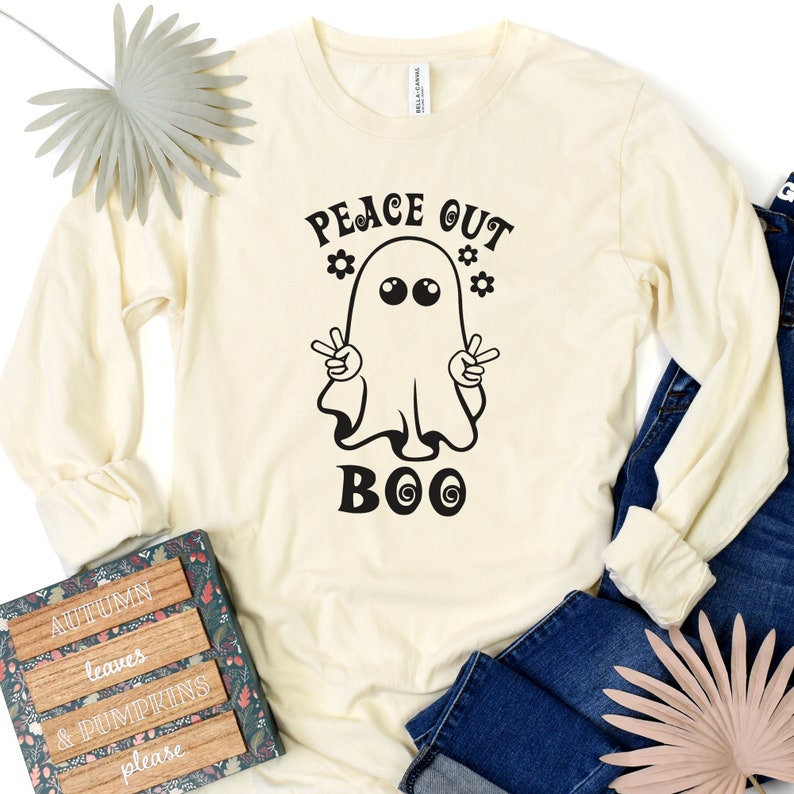 Peace Out Boo Svg Png/ Retro Ghost Svg Png/ Hippie Ghost Clip - Etsy