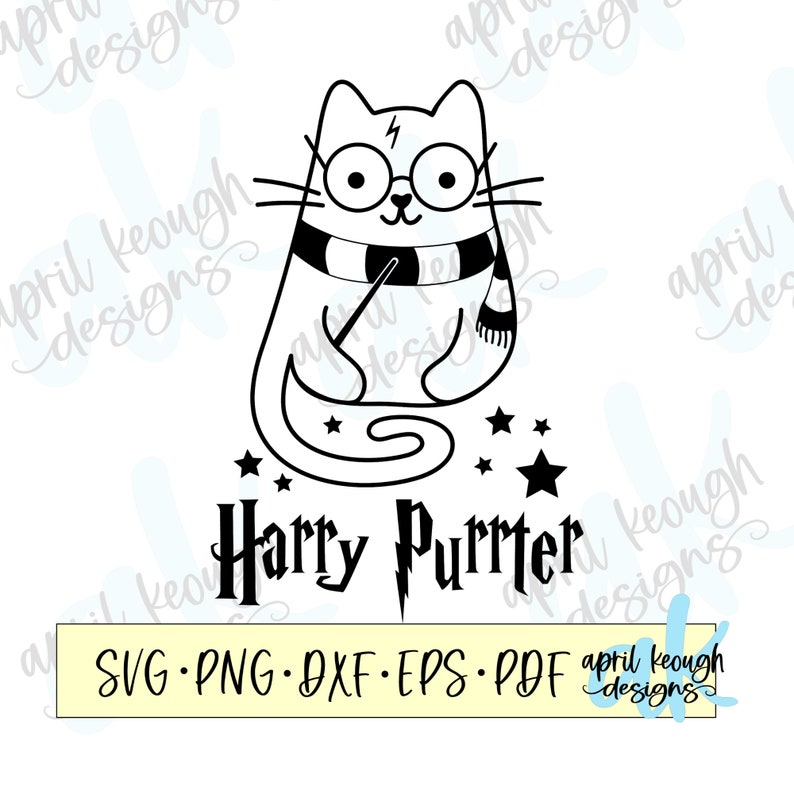 Harry Purrter Svg Png/ Potter Cat Svg Png/ Wizard Cat Cut File/ Wizard ...