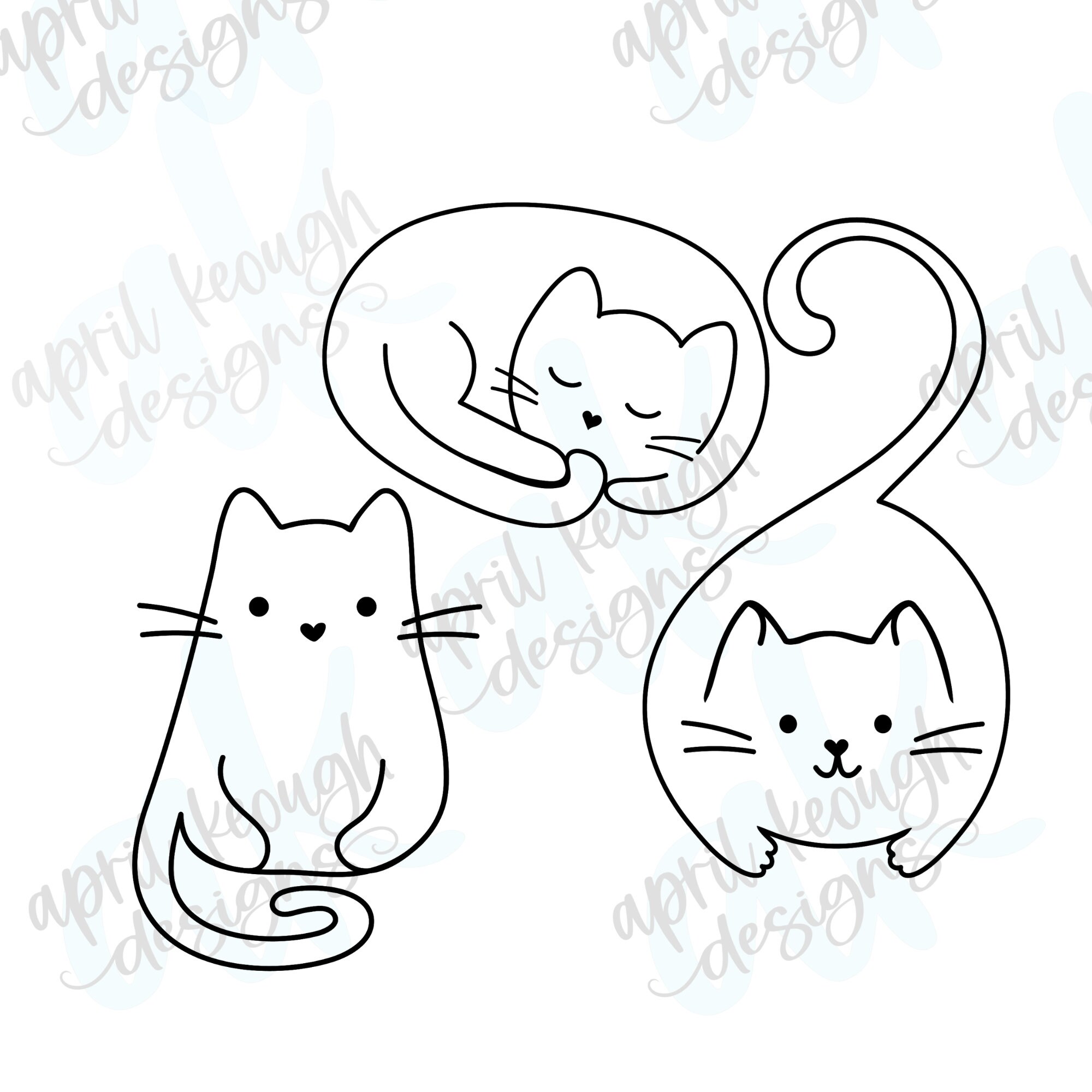 Line Art Cat Svg Bundle/ Cute Cats Svg Bundle/ Cricut Silhouette Svg ...