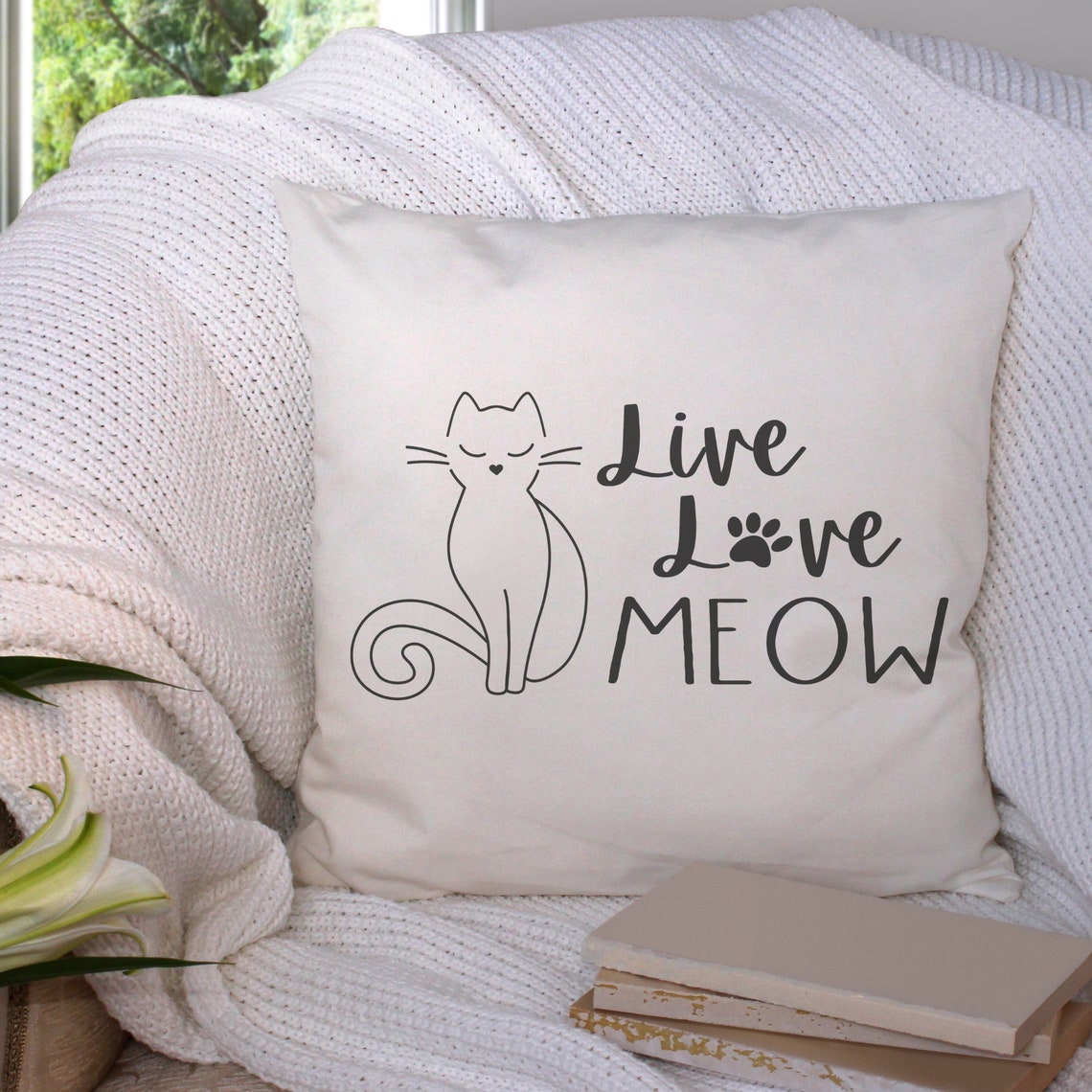 Live Love Meow Svg Png / Meow Svg Png/ Cute Cat Clip Art/ Meow Svg ...