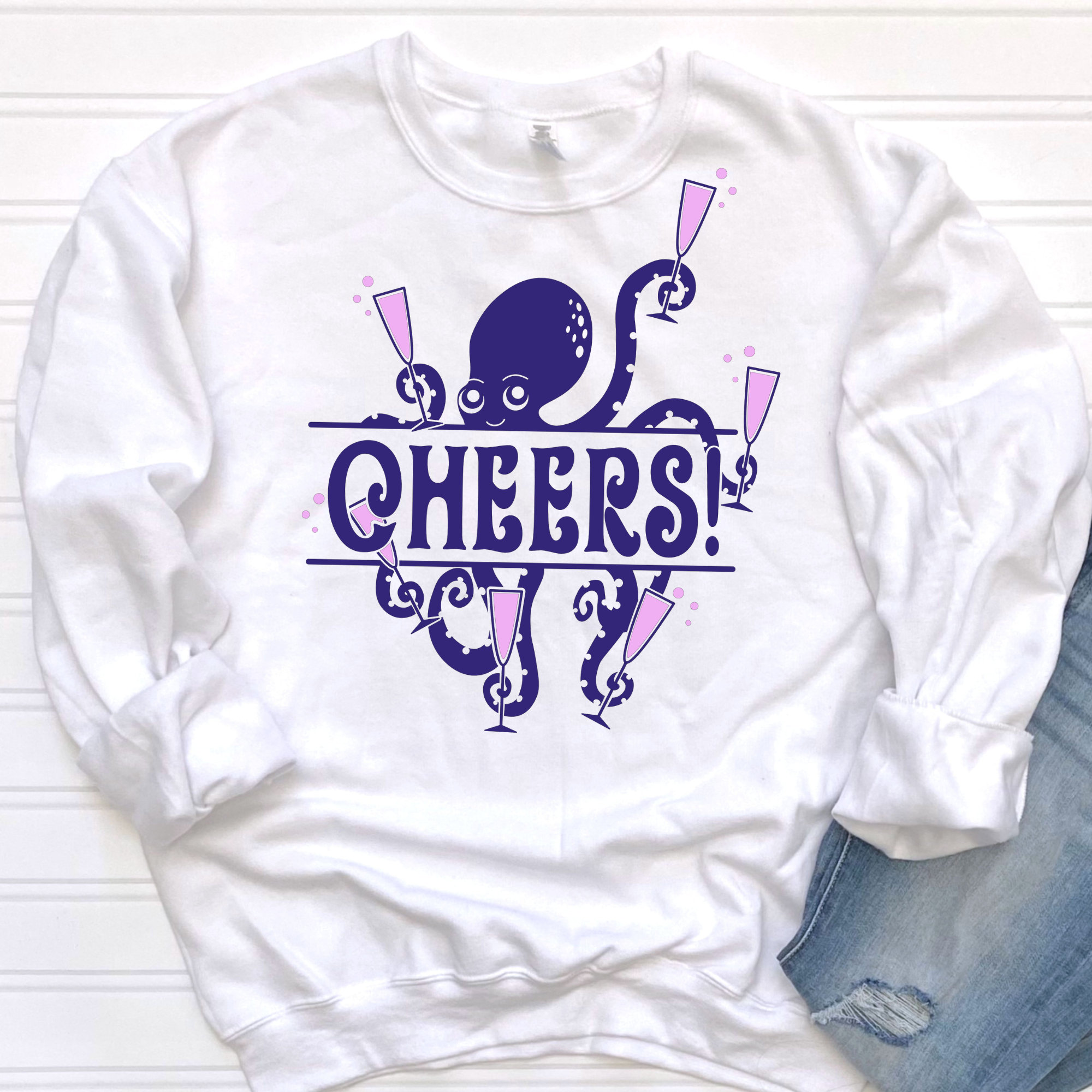 Octopus Cheers Svg Png/ Drinking Octopus Svg Png/ Holiday Octopus Cut ...