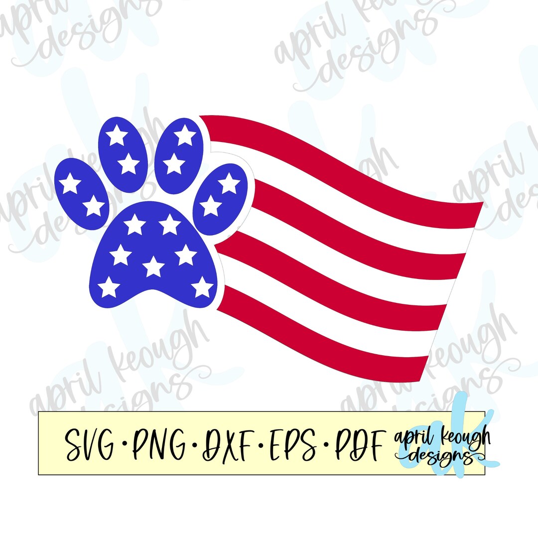 Pawprint American Flag Svg Png/ Paw Print Flag Clip Art/ Patriotic Paw ...