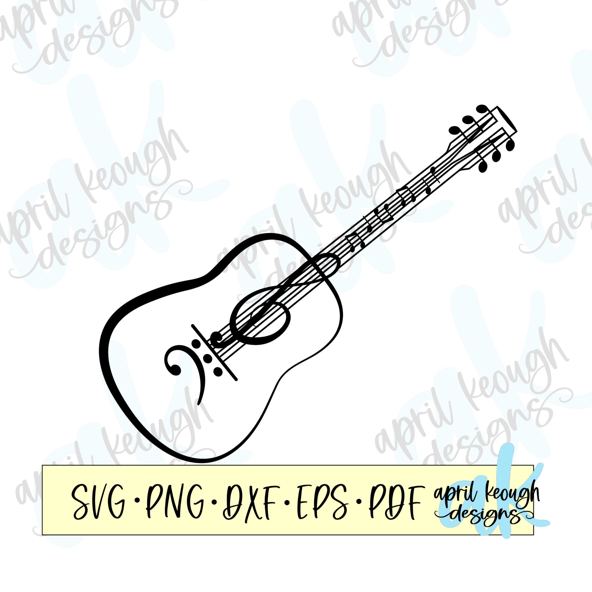Music Notes Guitar Svg Png/ Music Symbols Guitar/ Guitar Clip - Etsy