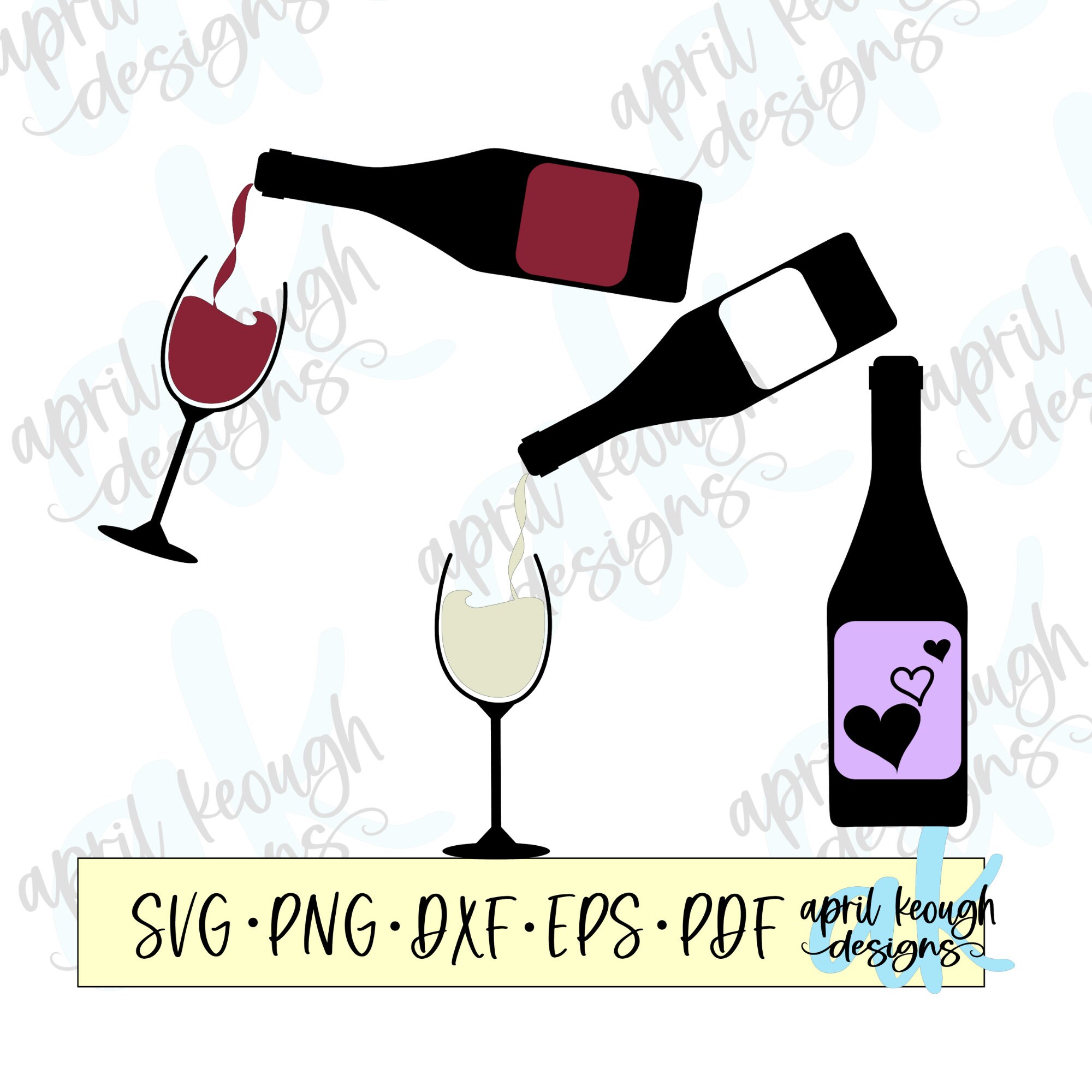 Bundle of Wine Bottle and Glass Svg/ Bundle of Wine Clip Art Designs/ Wine Bottle Svg/ Wine ...