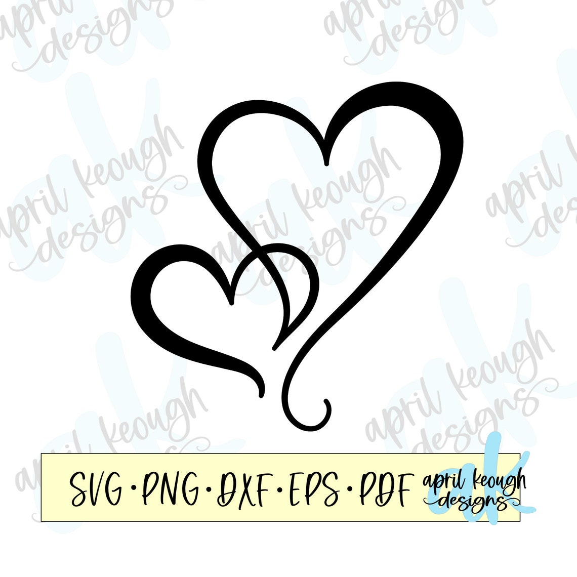 Double Heart Swirl Svg/ Two Hearts Svg/ Double Heart Clip Art/ Double Heart Cut File Cricut ...