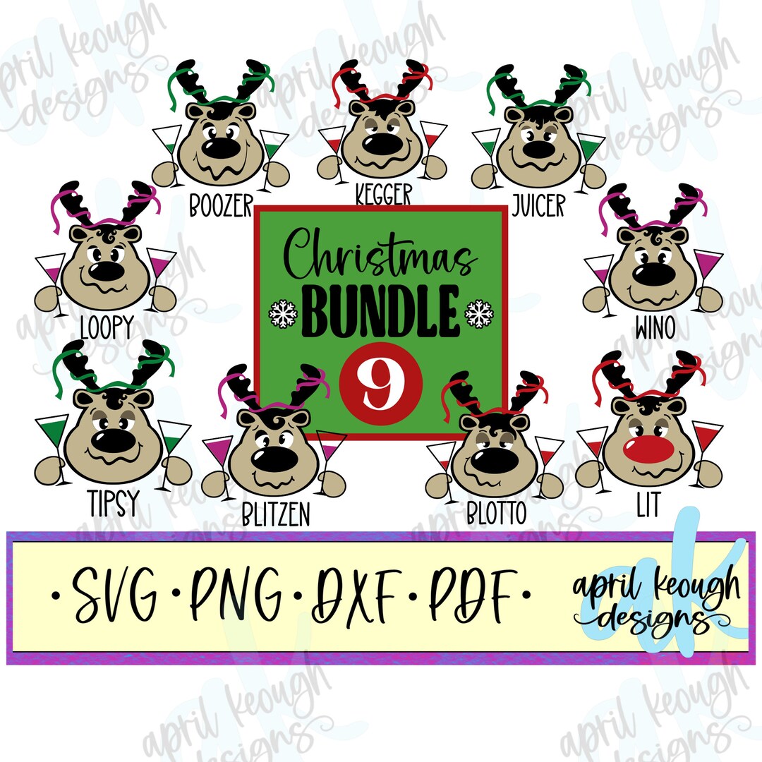Drunk Reindeer Bundle Svg Png/ Drinking Reindeer Group Shirts Svg Png ...