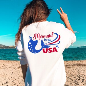 Mermaid in the USA Svg Png/ Mermaid Clip Art/ Patriotic Mermaid Cut ...