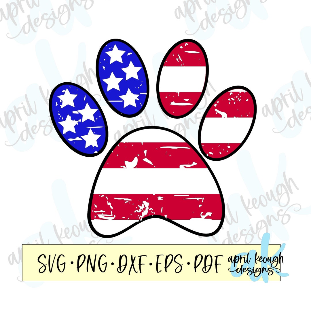 Distressed Paw Print Flag Svg Png/ Patriotic Paw Print/ Distressed Flag ...