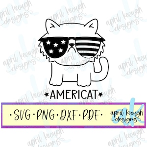 Americat Cat Svg Png/ 4th of July Cat Cut File Cricut Silhouette/ Stars ...