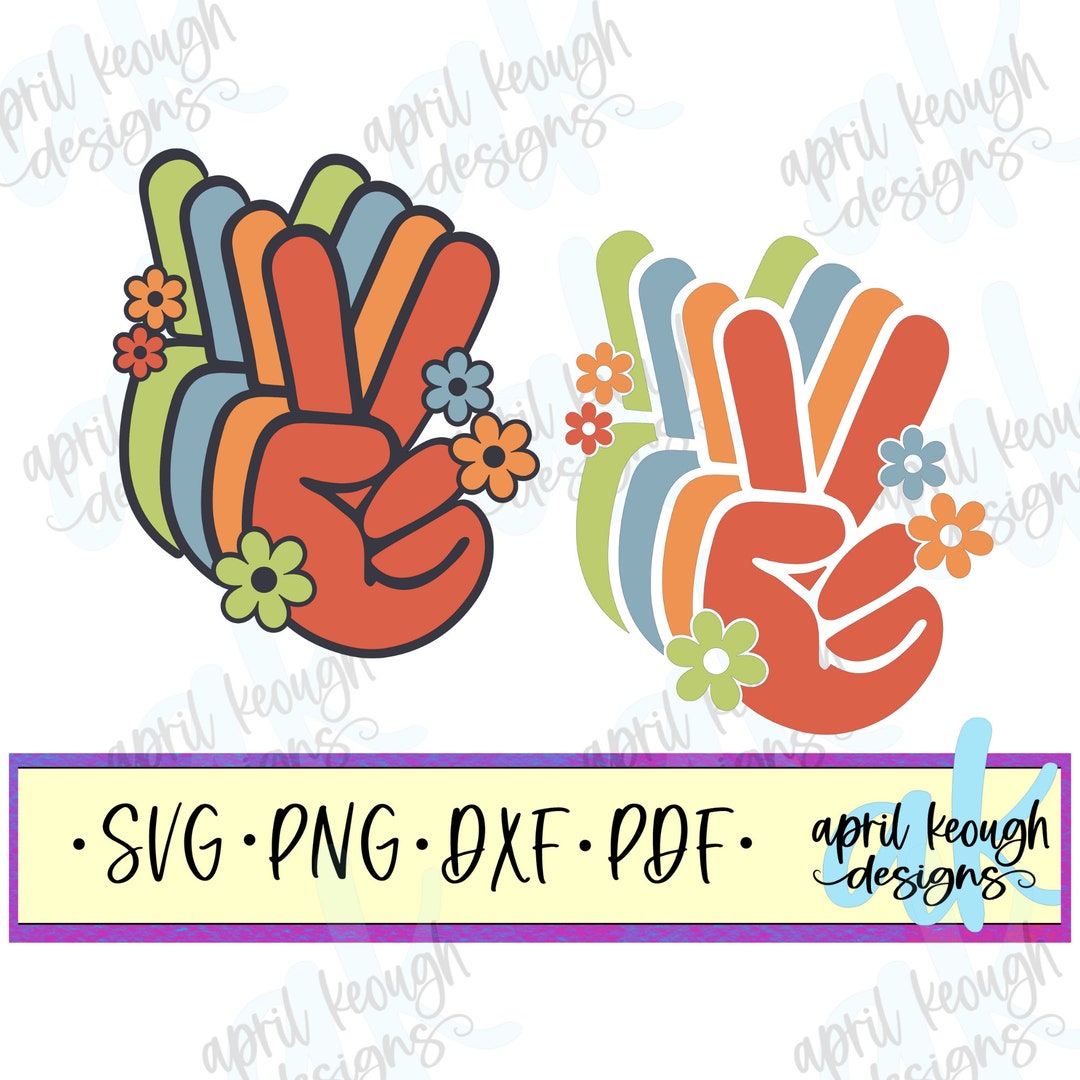 Retro Floral Peace Sign Svg Png/ Boho Peace Sign Clip Art/ Rainbow ...