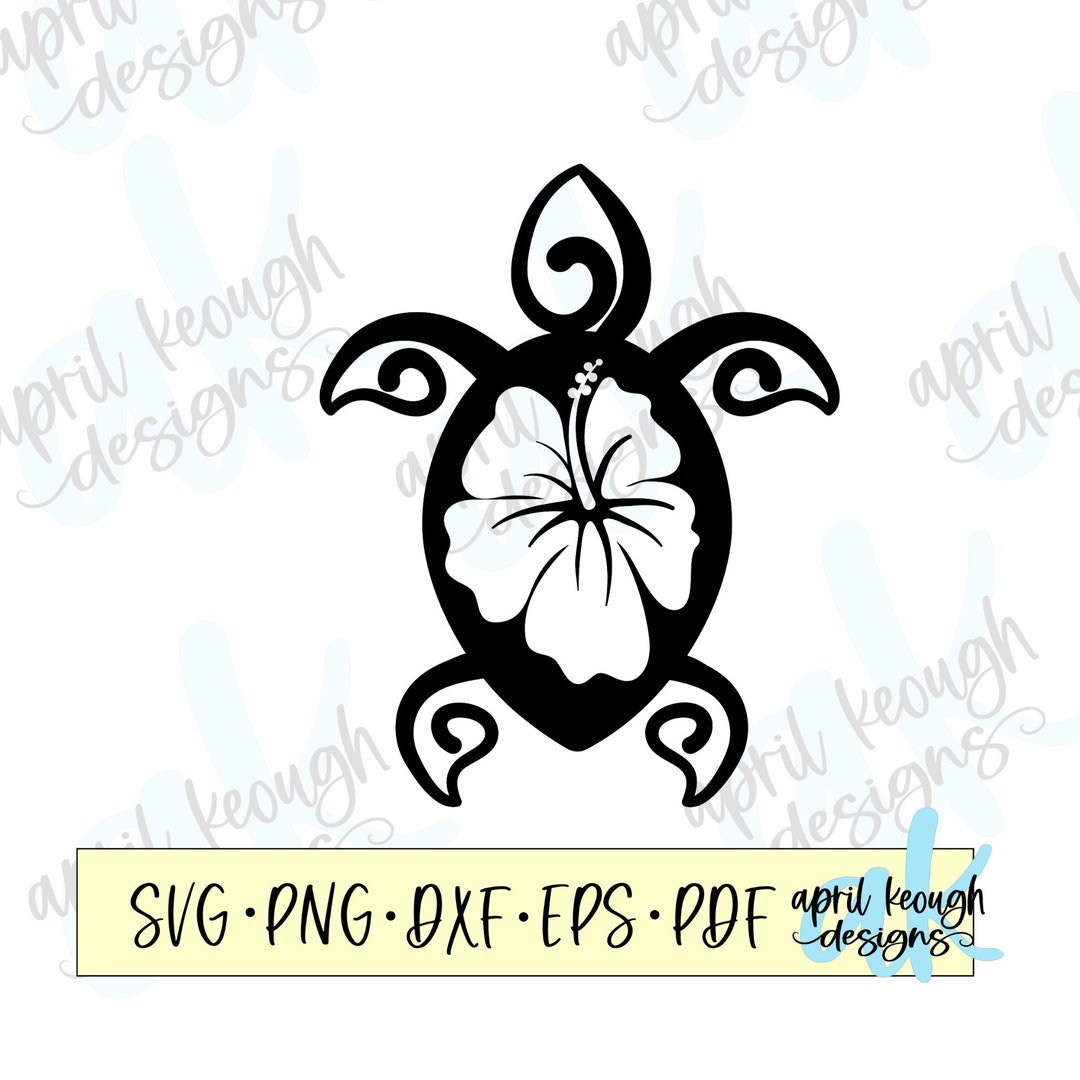 Hibiscus Sea Turtle Cut Out Svg/ Hibiscus Sea Turtle Svg/ Flower Sea ...