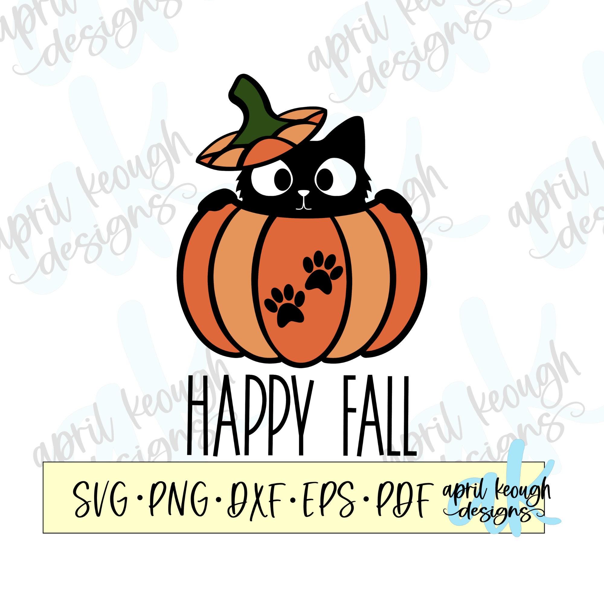 Happy Fall Cat Pumpkin Svg Png/ Happy Fall Svg Png/ Cat in Pumpkin Clip ...