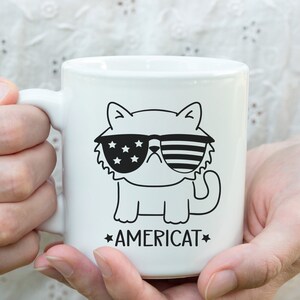 Americat Cat Svg Png/ 4th of July Cat Cut File Cricut Silhouette/ Stars ...