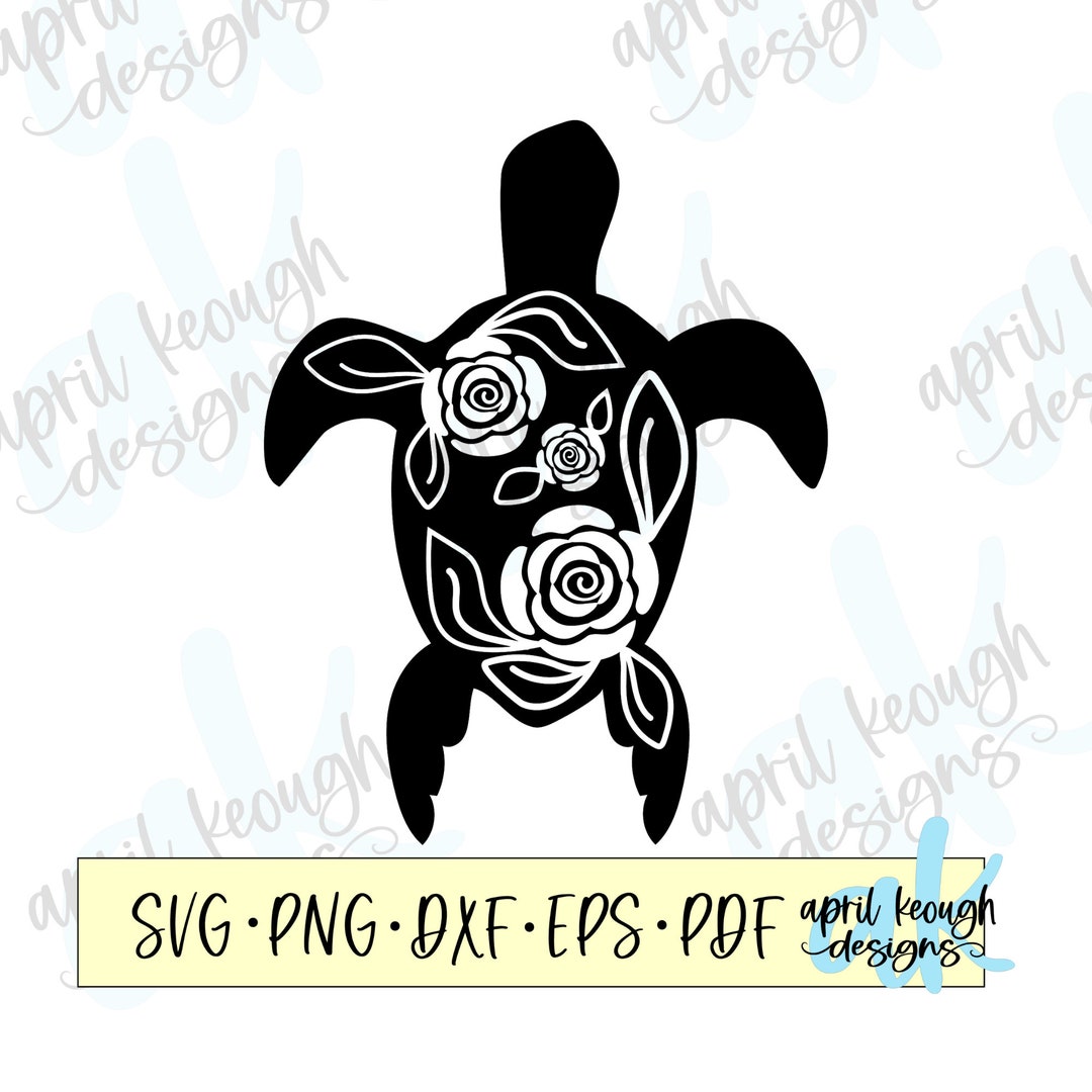 Sea Turtle With Roses Svg/ Sea Turtle With Flower Cut Out Svg/ Mandala ...