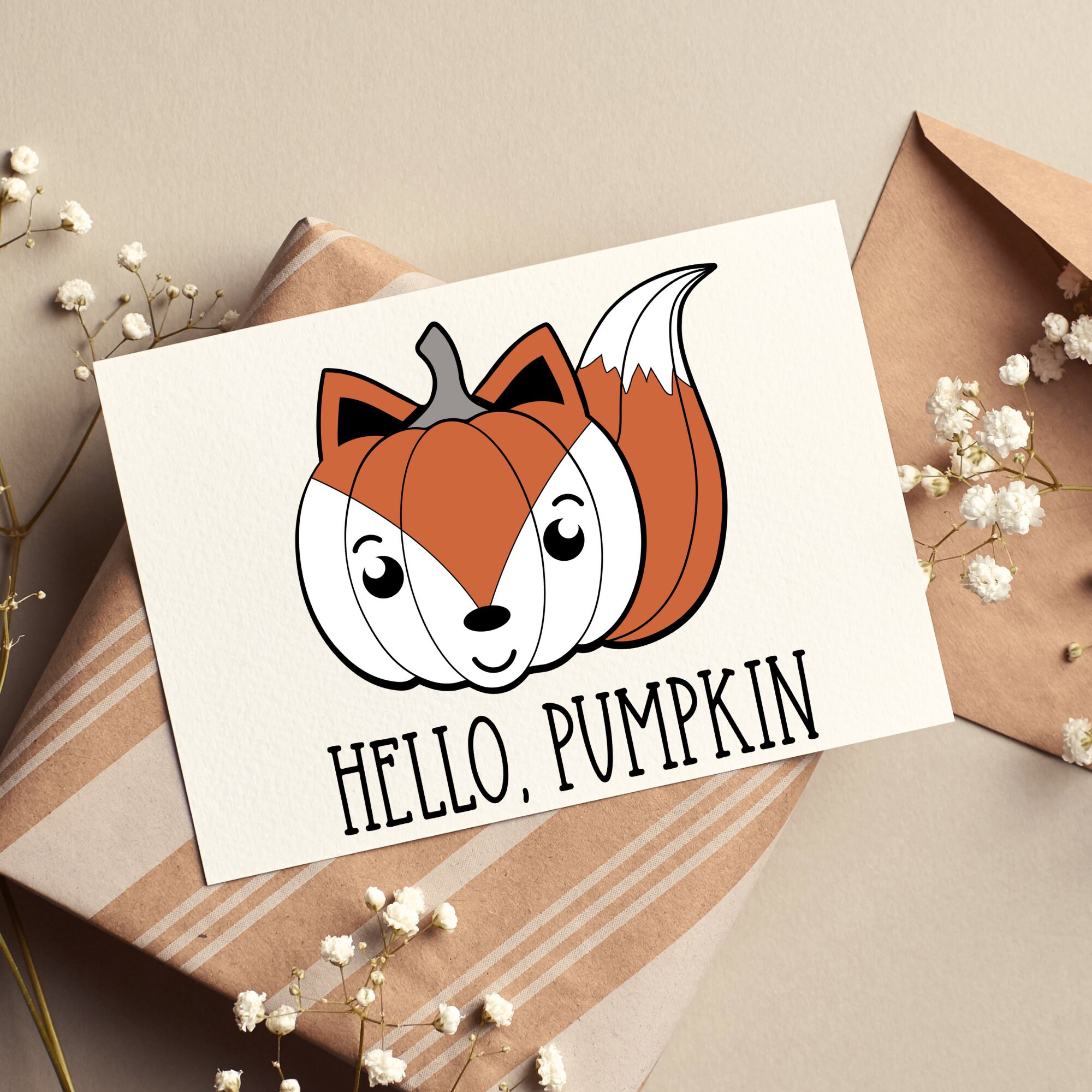 Hello Pumpkin Fox Svg Png/ Fall Pumpkin Svg Png/ Pumpkin Fox Clip Art ...