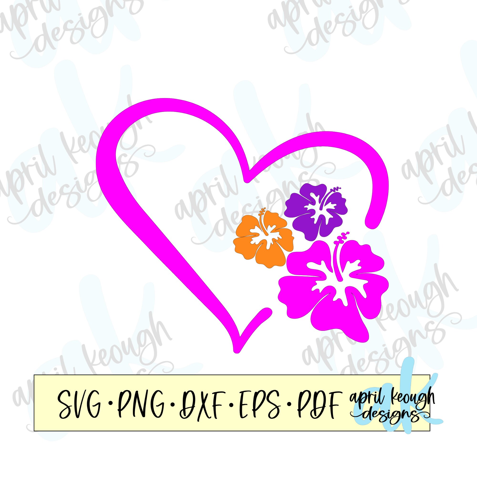 Hibiscus Heart Svg/ Hibiscus Flowers Svg/ Hawaiian Flowers Svg ...