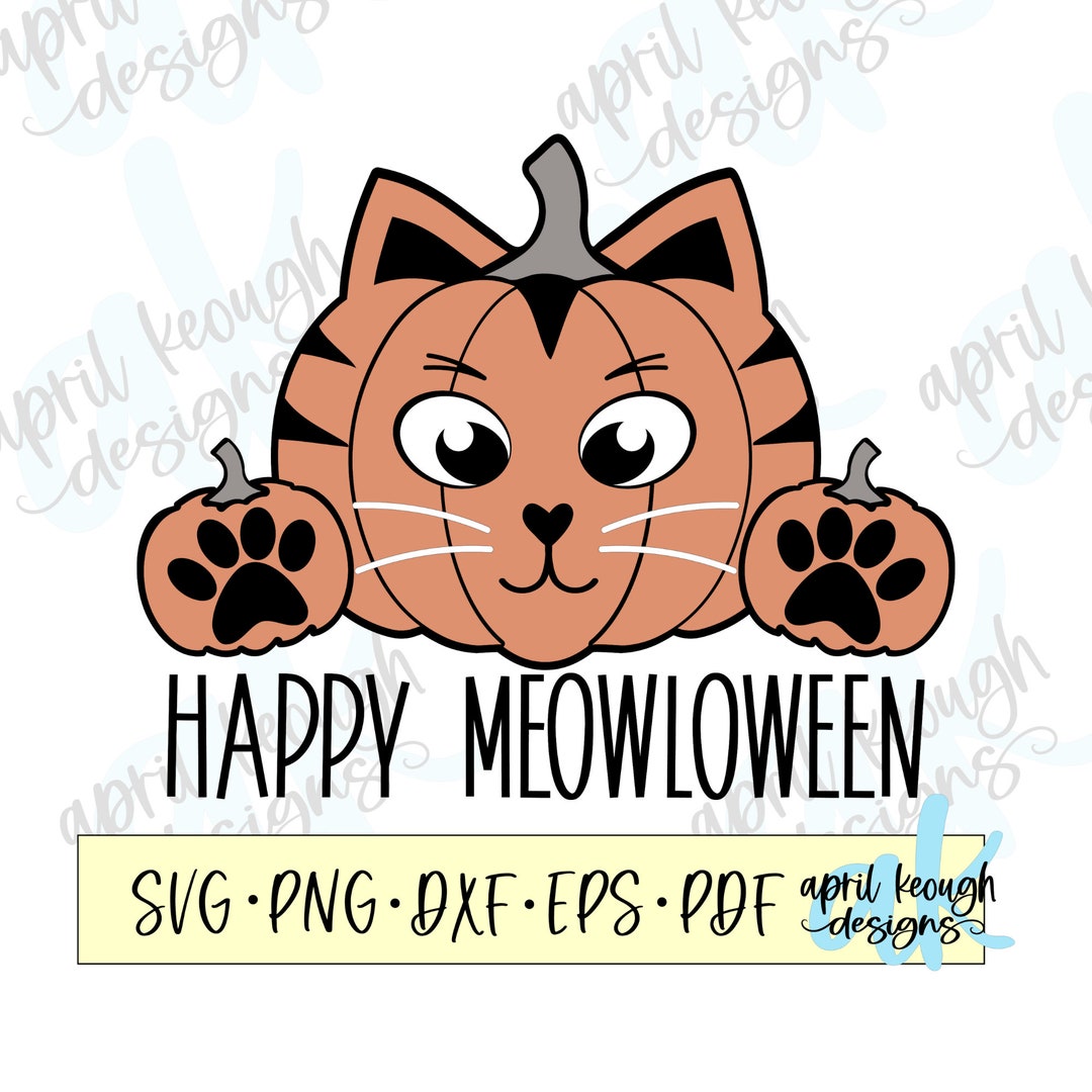 Happy Meowloween Pumpkin Cat Svg Png/ Halloween Cat Svg Png/ Whimsical ...