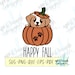 Happy Fall Puppy Pumpkin Svg Png/ Happy Fall Clip Art/ Cute Pumpkin Dog ...