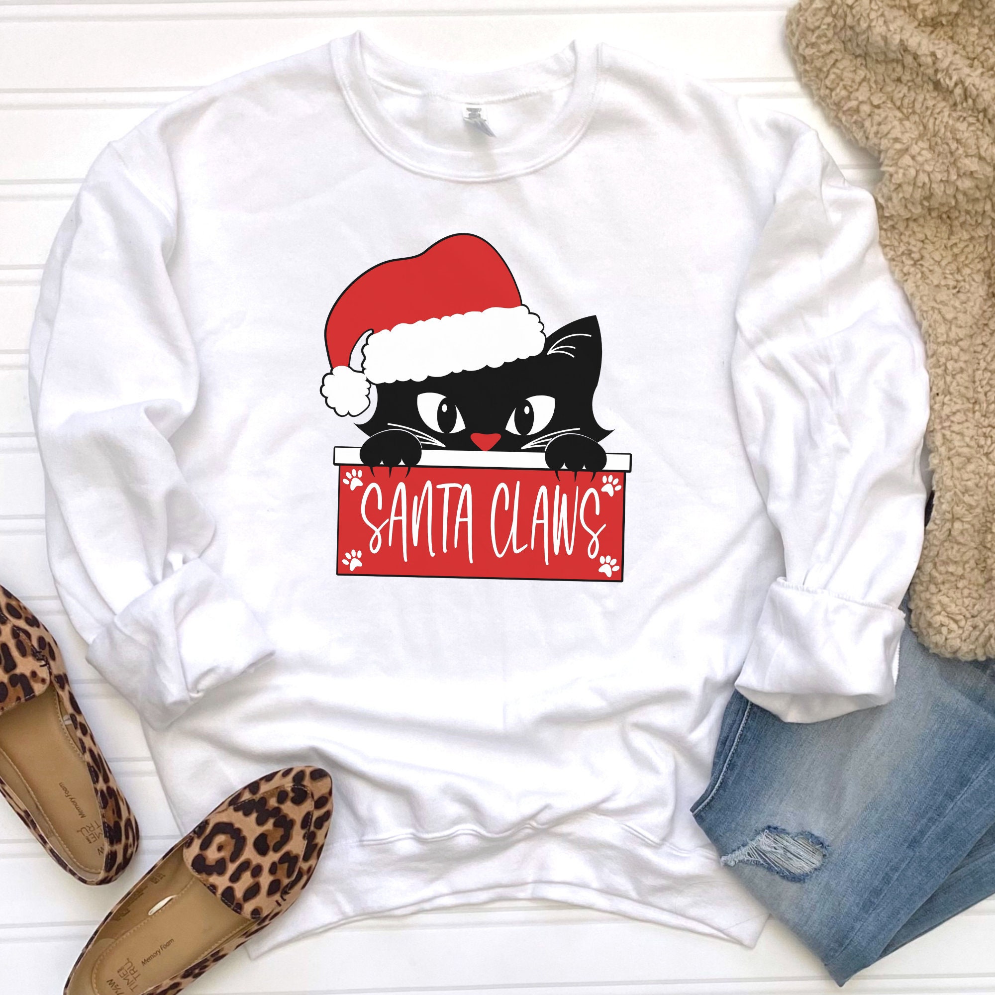Santa Claws Cat Svg Png/ Christmas Cat Clip Art/ Cat in Santa Hat Cut ...