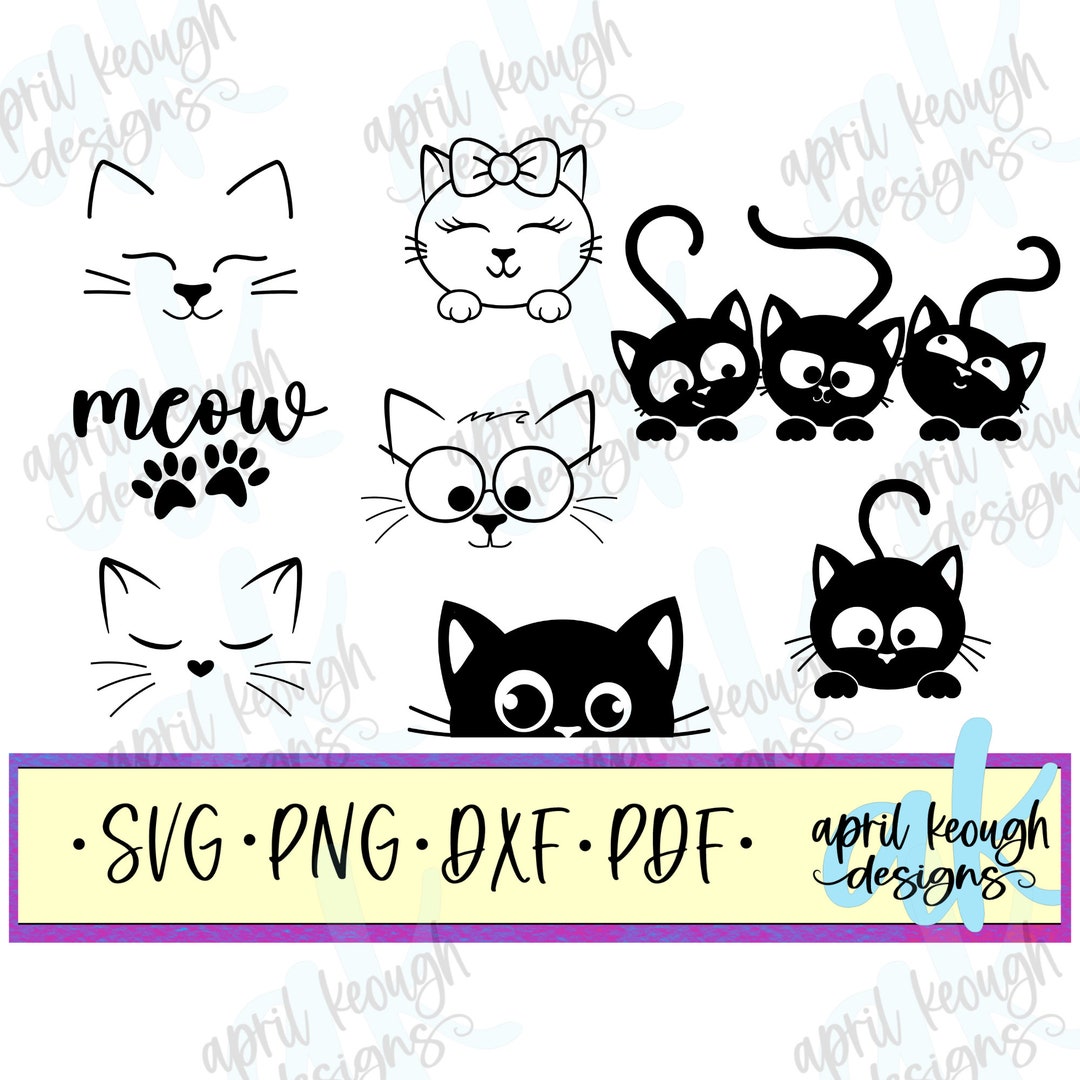 Cute Cat BUNDLE Svg Png/ Cute Black Cat Svg Png/ Cat Face Cut File ...