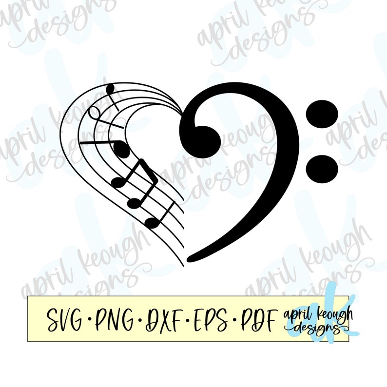 Bass Clef Heart Svg Png/ Music Note Heart Svg Png/ Cute Bass Clef Clip ...