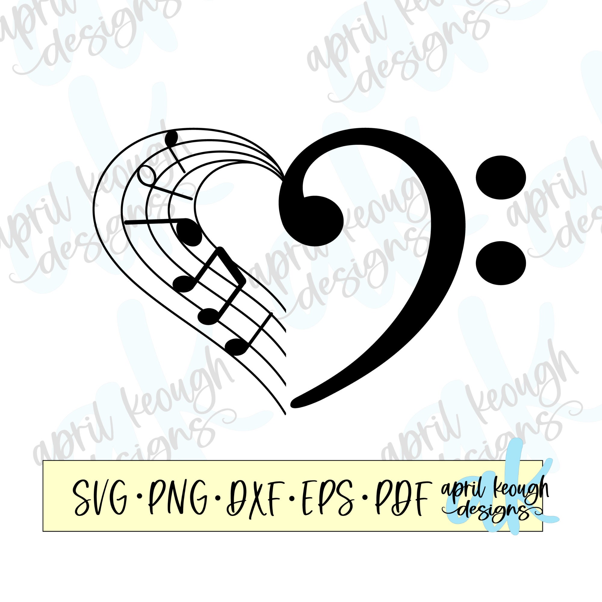 Bass Clef Heart Svg Png/ Music Note Heart Svg Png/ Cute Bass Clef Clip ...