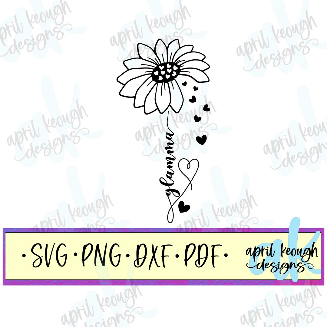Glamma Flower With Hearts Svg Png/ Mother's Day Flower Cut File Cricut ...