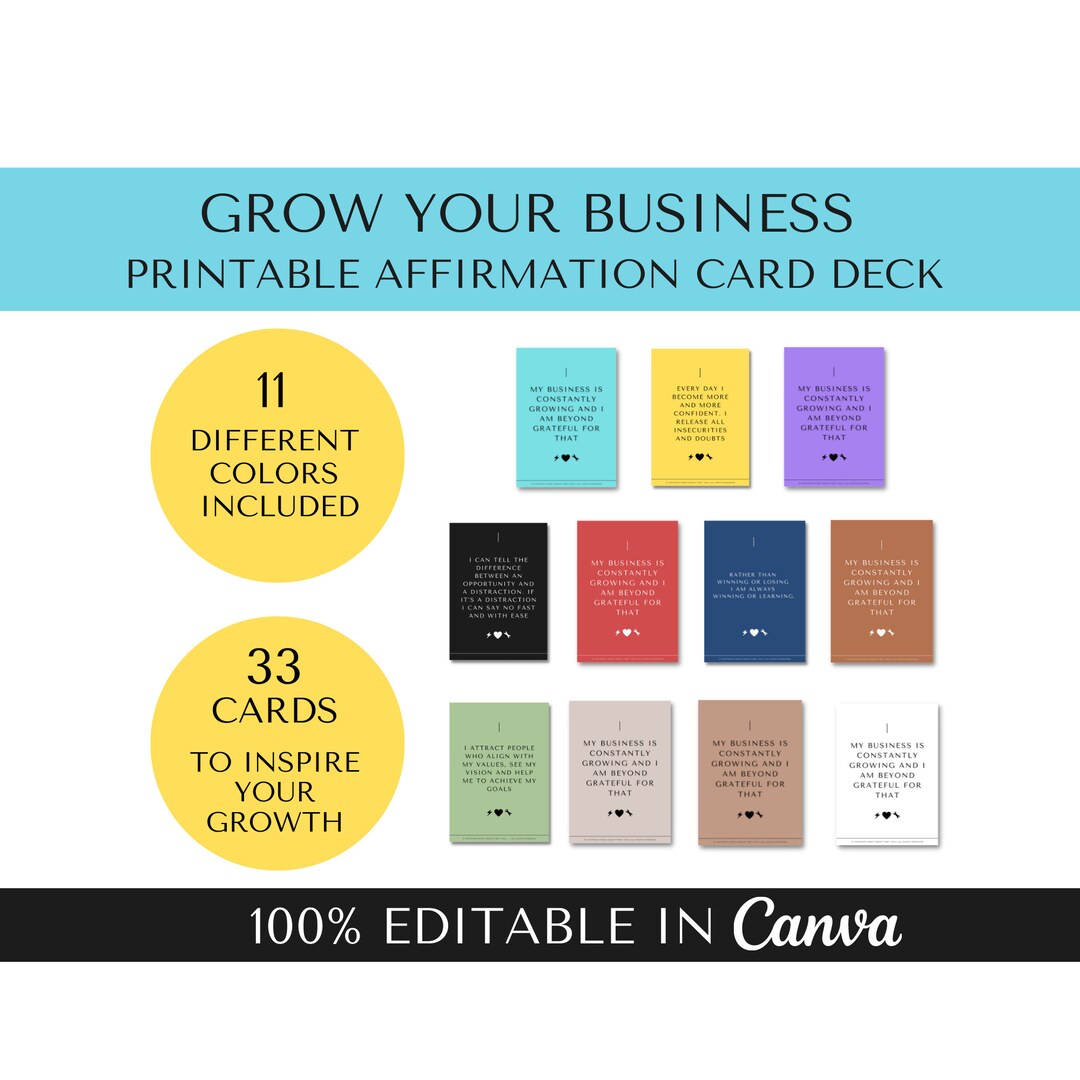 Marketing and Business Affirmation Card Deck Editable 33 Card Deck in ...