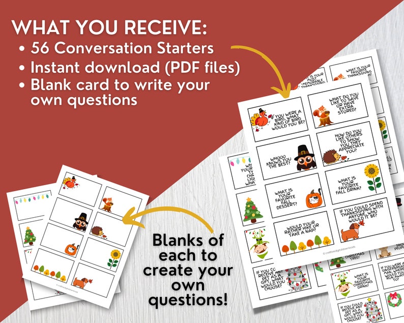 HOLIDAY CONVERSATION STARTERS Bundle, Table Topics for Christmas ...