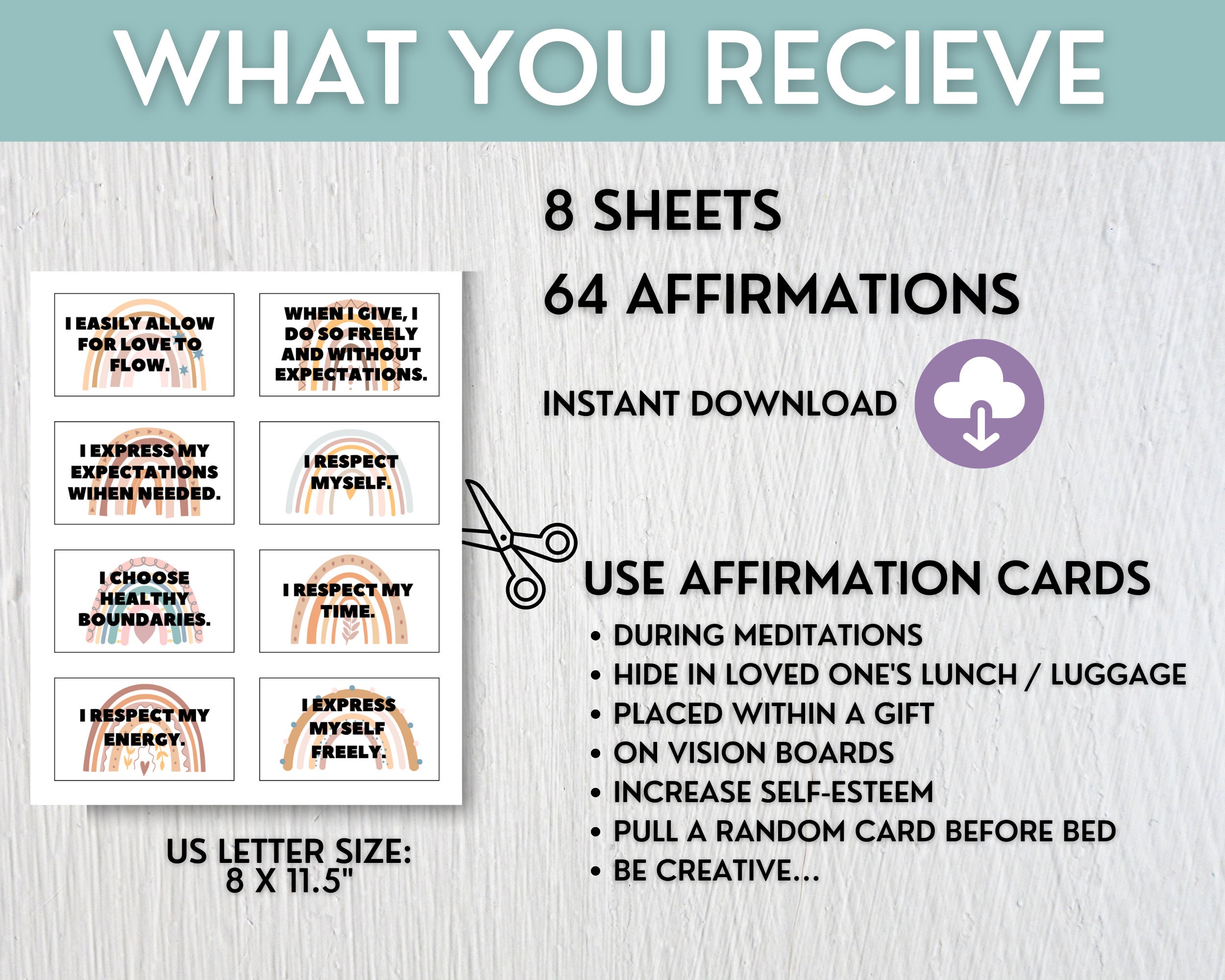 Rainbow Affirmation Cards, Printable Cards, Motivational Cards ...