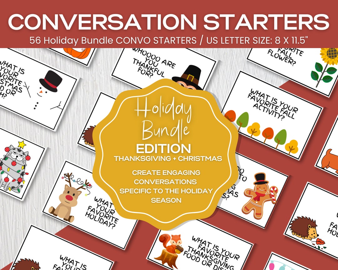 HOLIDAY CONVERSATION STARTERS Bundle, Table Topics for Christmas ...
