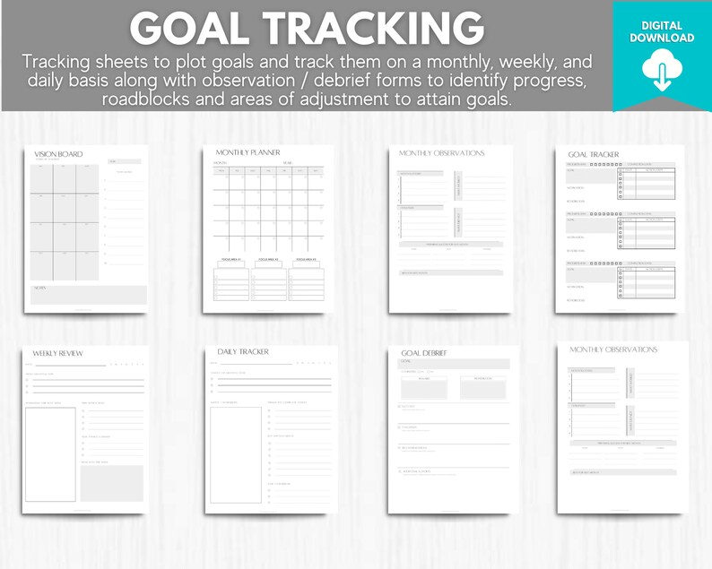 GOAL PLANNER, 2023 Goals Tracker, SMART Goal Setting Kit, Self Development, Vision Board ...