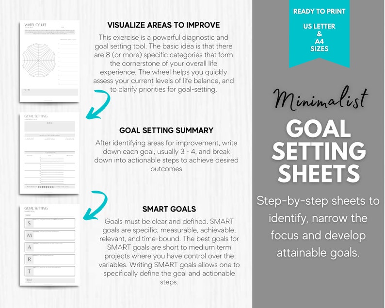 GOAL PLANNER, 2023 Goals Tracker, SMART Goal Setting Kit, Self ...