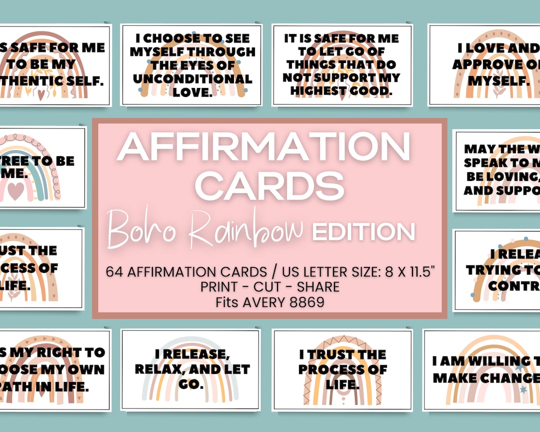 Rainbow Affirmation Cards, Printable Cards, Motivational Cards ...