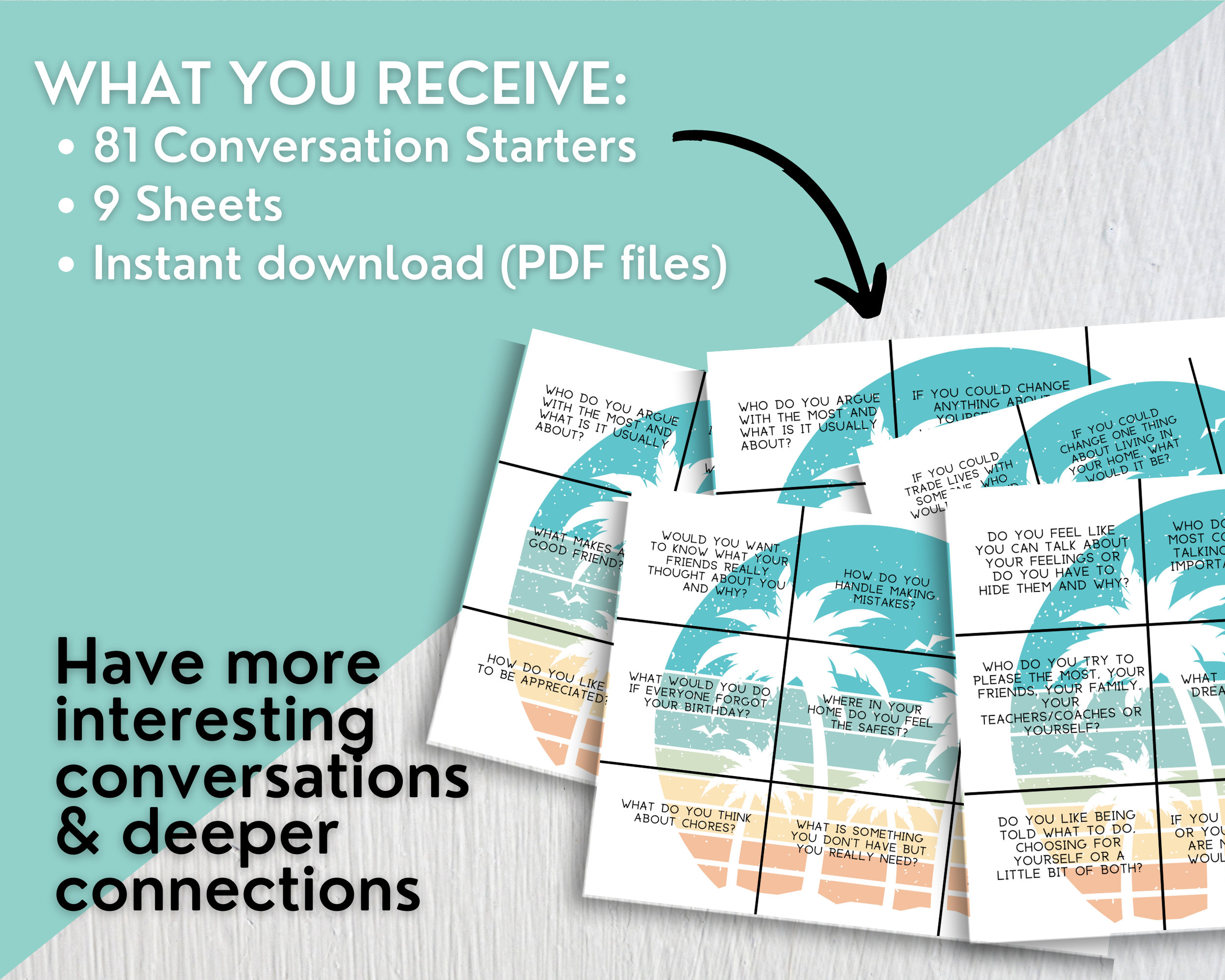 TEEN CONVERSATION STARTERS Bundle, Table Topics for Parent & Teens ...
