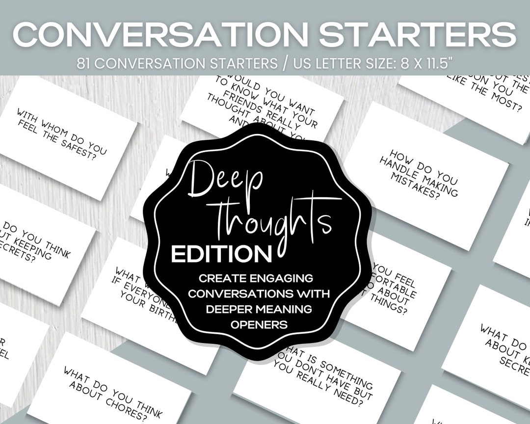 Deep Thought Conversation Starter Cards for Teens and Adults (digital ...