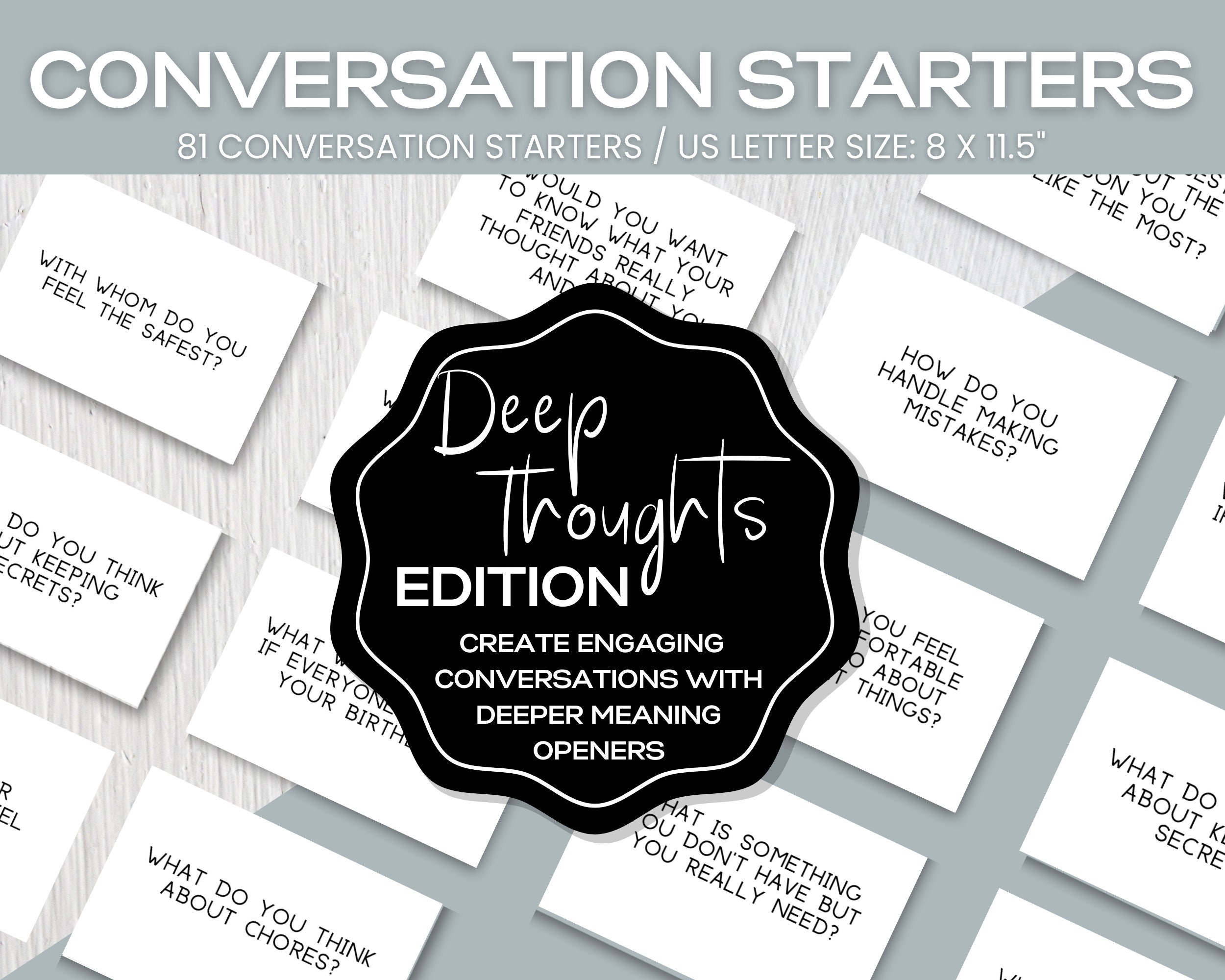 DEEP-THOUGHT Conversation Starters for Teens and Adults, Table Topics ...