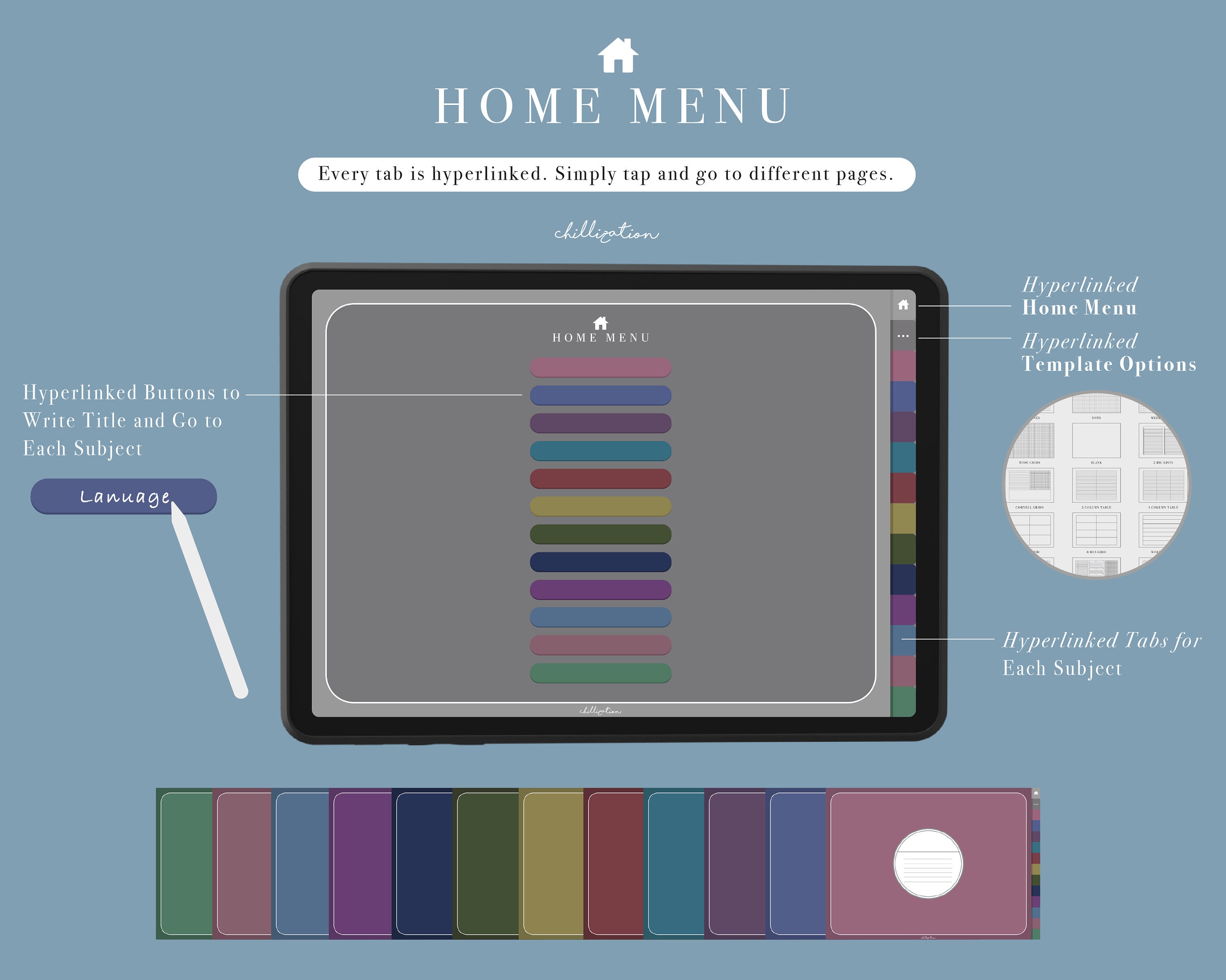 Horizontal Goodnotes Digital Notebook | 4700+ Stickers | Hyperlinked ...