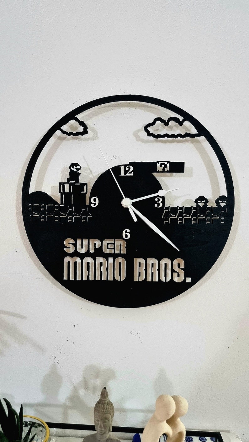 Super Mario Bros Clock Pattern DXF SVG for Cutting Machine Laser Cnc ...