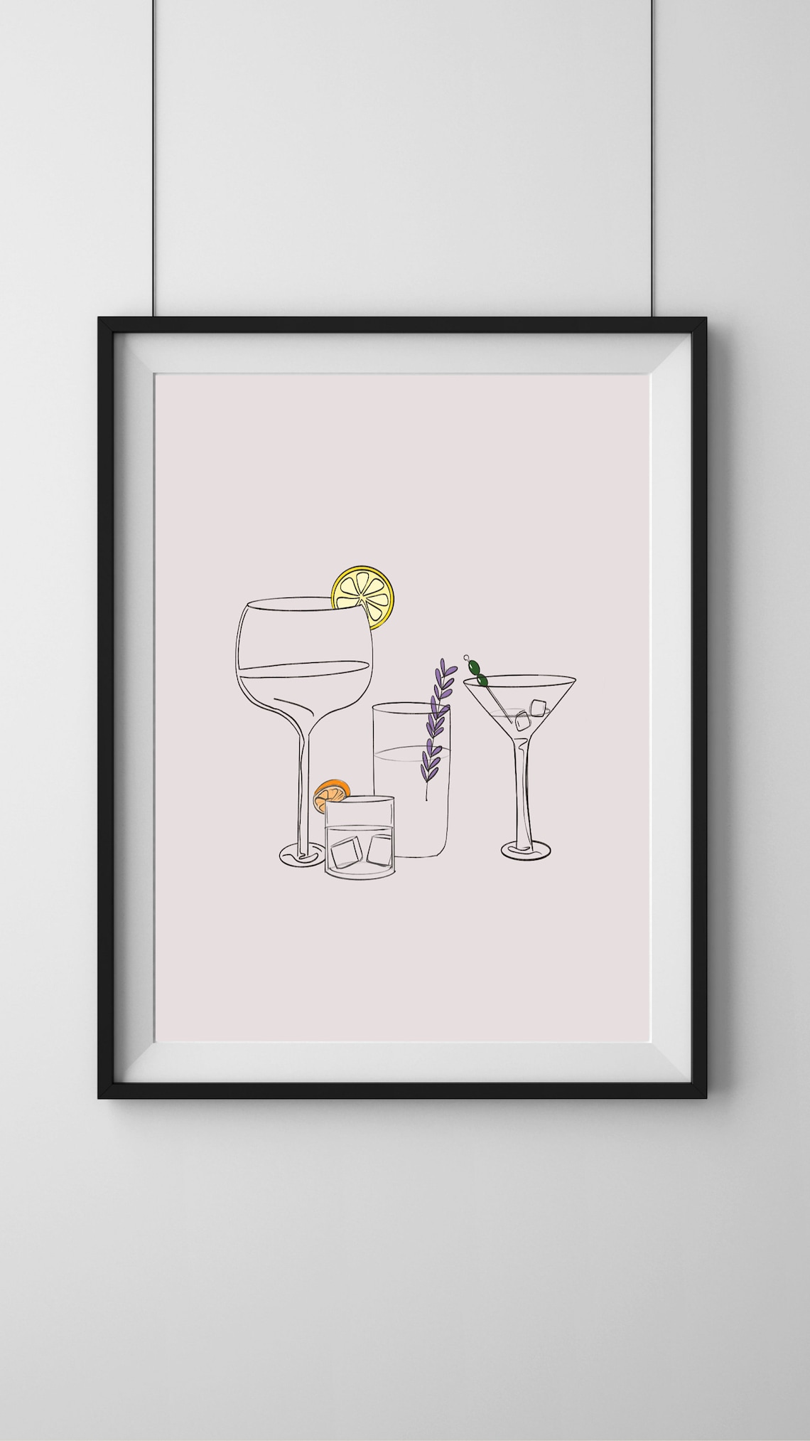 Drink Assortment Art, Minimalist Drinks Print, Digital Download ...