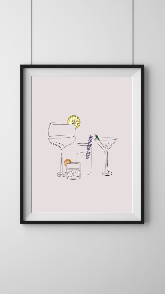 Drink Assortment Art Minimalist Drinks Print Digital - Etsy