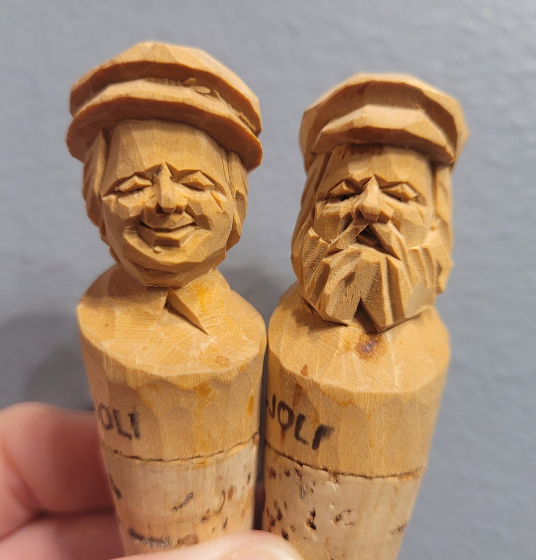 Vintage Hand-carved Cork Bottle Stoppers - the Couple From St Jean Port ...