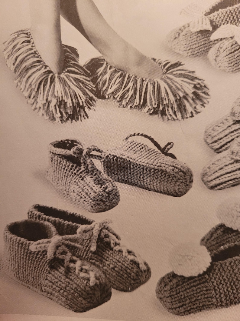 Vintage Slippers Knitting Pattern, Patons Pattern 304, Knit Slippers ...